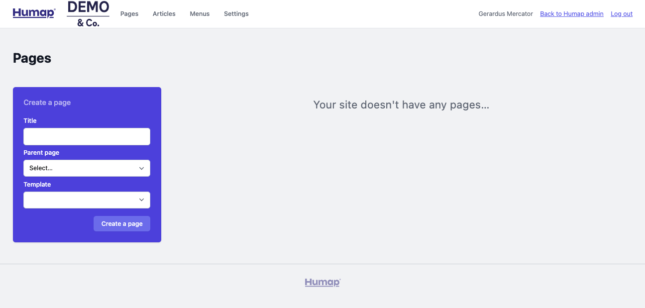 Managing pages - Humap