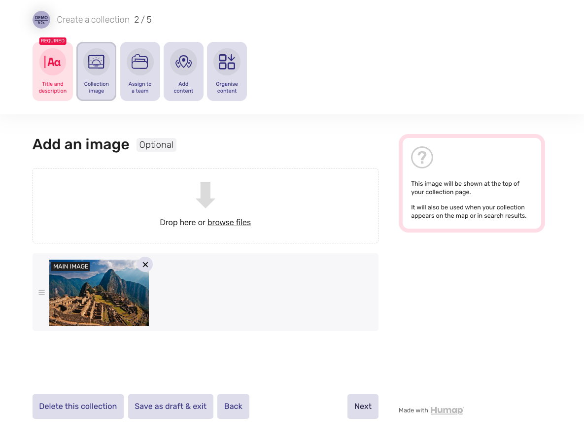 Creating and managing collections - Humap