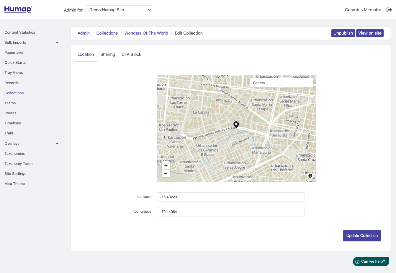 Creating and managing collections - Humap